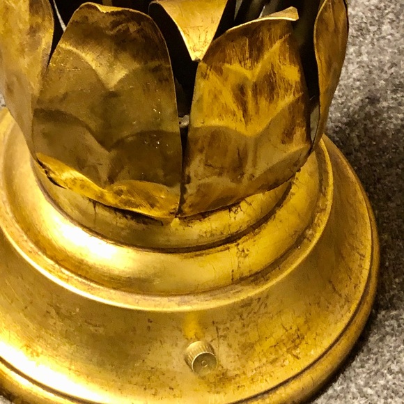 Other | Vintage Mcm Large 37 Gold Gilt Flower Lotus Tulip Table Lamp ...